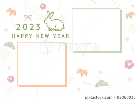 2023 Rabbit Year Photo Frame New Year's Card... - Stock Illustration ...