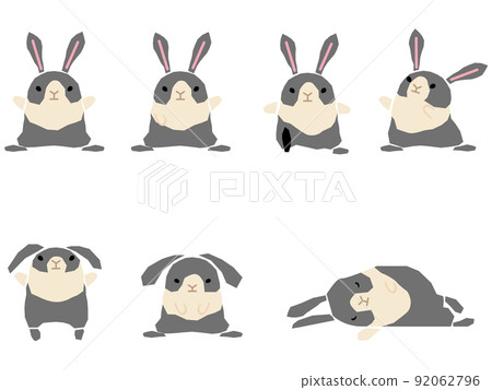 Rabbit pose illustration - Stock Illustration [92062796] - PIXTA