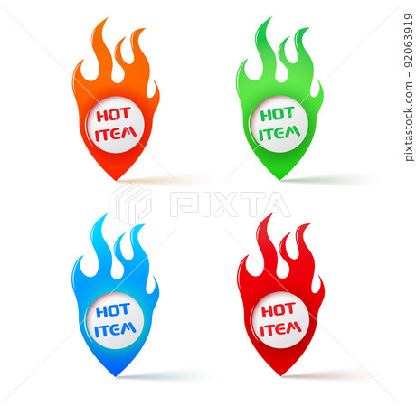hot item pointers with fire in colors - Stock Illustration [92063919 ...