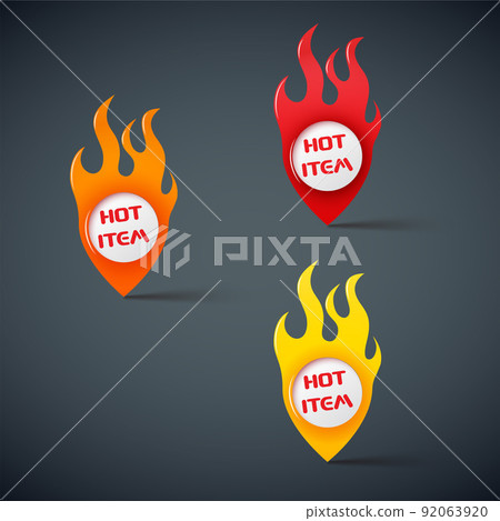 hot item pointers with fire in colors - Stock Illustration [92063920 ...