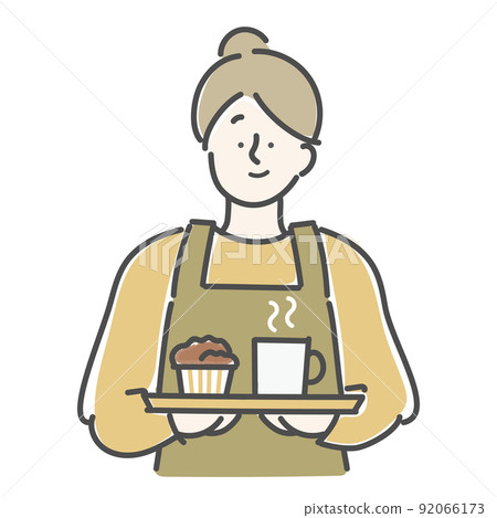 Cafe clerk staff female illustration - Stock Illustration [92066173 ...