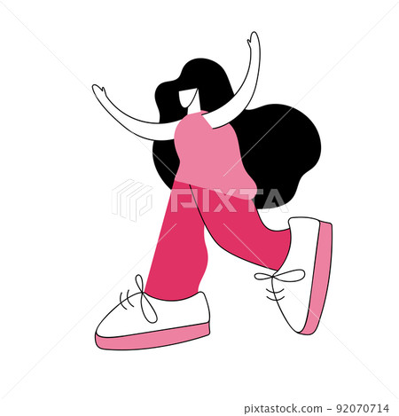 Happy Young cute character woman in wide pants... - Stock Illustration ...