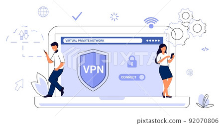 VPN Service Concept Virtual private network App... - Stock Illustration [92070806] - PIXTA