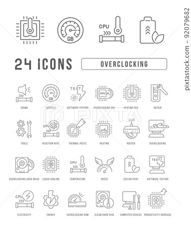 Set of linear icons of Overclocking - Stock Illustration [92079682] - PIXTA