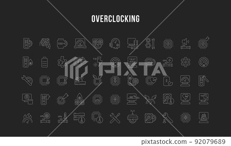 Set Vector Line Icons of Overclocking - Stock Illustration [92079689 ...