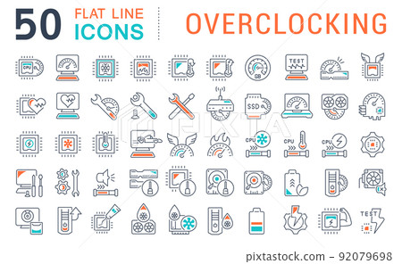 Set Vector Line Icons of Overclocking - Stock Illustration [92079698 ...