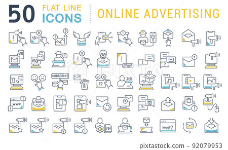 Set Vector Line Icons of Online Advertising - Stock Illustration ...