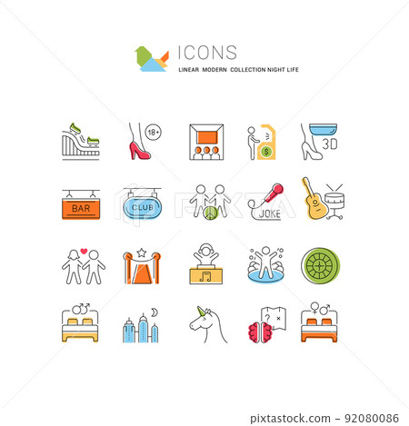 Set Vector Line Icons of Night Life. - Stock Illustration [92080086 ...