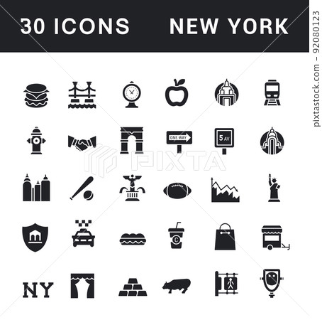 Set of Simple Icons of New York - Stock Illustration [92080123] - PIXTA
