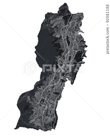 Quito vector map. Detailed black map of Quito...-插圖素材 [92081188] - PIXTA圖庫