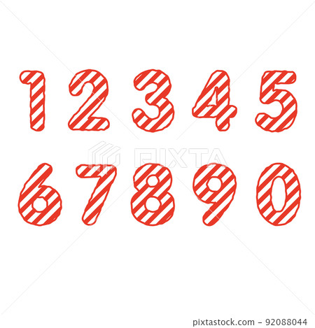 Rough line and striped number set red - Stock Illustration [92088044 ...