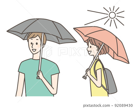 Two people holding a parasol - Stock Illustration [92089430] - PIXTA