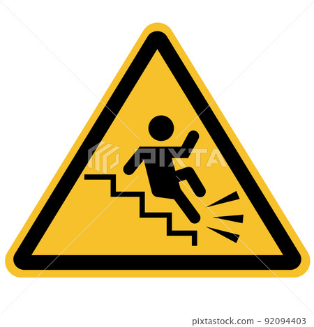 warning falling off the stairs sign on white...-插圖素材 [92094403] - PIXTA圖庫