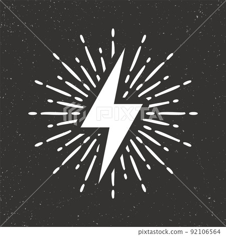 Vintage lightning bolt and sun rays on grunge... - Stock Illustration ...