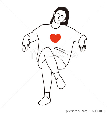 女人坐著的人插畫-插圖素材 [92114093] - PIXTA圖庫