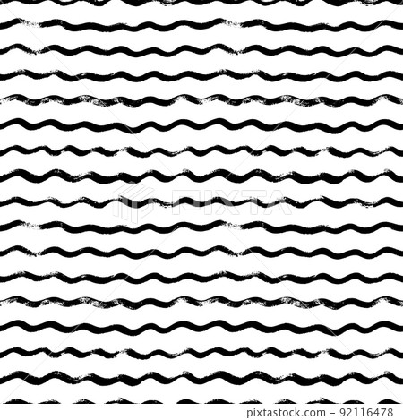 Hand drawn wavy lines vector seamless pattern. - Stock Illustration ...