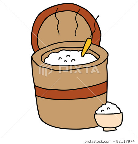 Line drawing illustration of freshly cooked rice - Stock Illustration ...