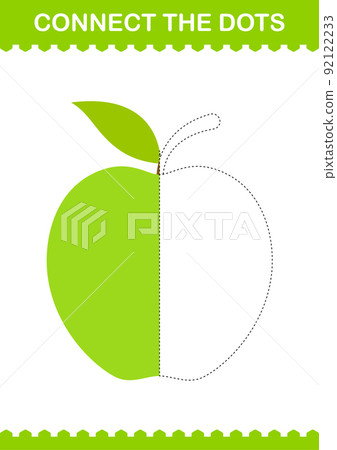 Connect the dots Apple. Worksheet for kids - Stock Illustration ...