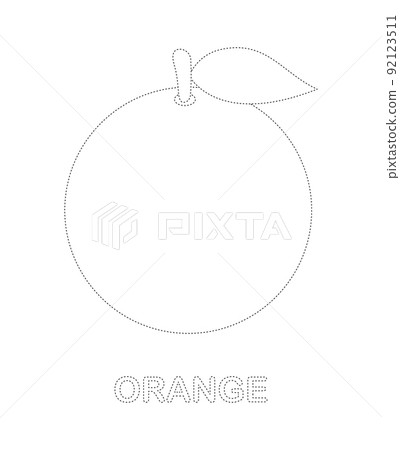 Orange tracing worksheet for kids - Stock Illustration [92123511] - PIXTA