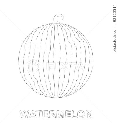 Watermelon tracing worksheet for kids - Stock Illustration [92123514 ...
