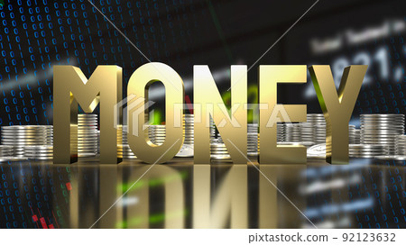 The gold money text on business background 3d... - Stock Illustration ...