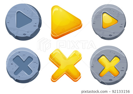 Set start and closed buttons on stone circle in...-插圖素材 [92133156 ...