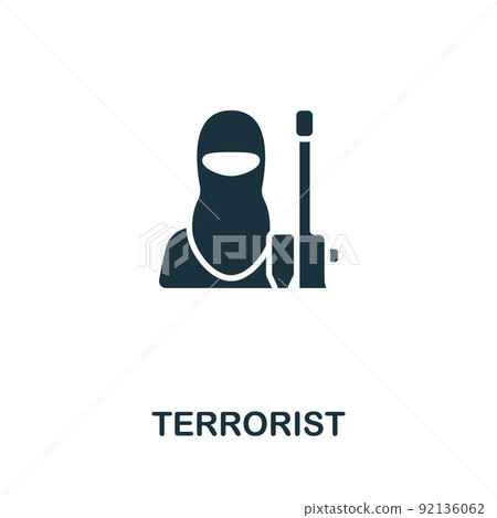 Terrorist icon. Monochrome simple line Crime... - Stock Illustration ...