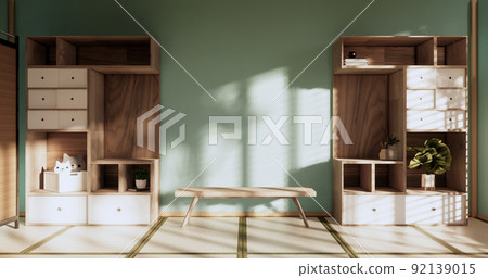Box Wall Shelves on living room japanese style,... - Stock Illustration ...