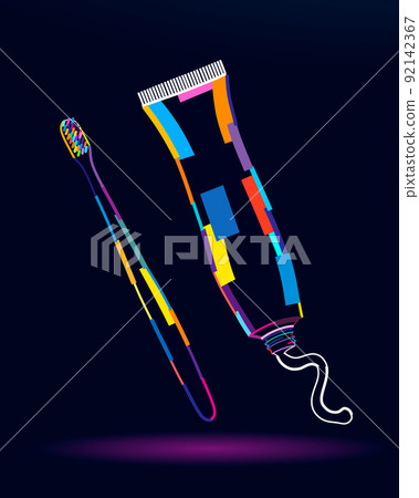 Abstract tube of toothpaste and toothbrush from... - Stock Illustration ...