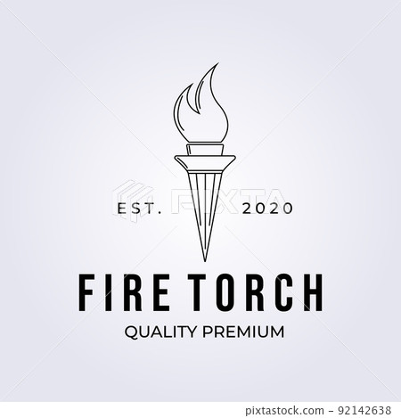 Fire torch logo line art minimalist vector... - Stock Illustration ...