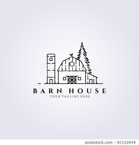 Barn house logo line art vector illustration... - Stock Illustration ...