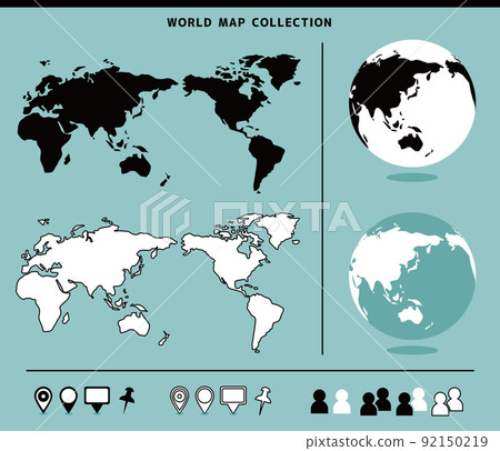 World map set - Stock Illustration [92150219] - PIXTA