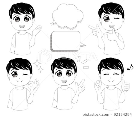 Female upper body pose set - Stock Illustration [92154294] - PIXTA