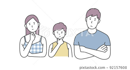 Family worries and thinks (summer) - Stock Illustration [92157608] - PIXTA