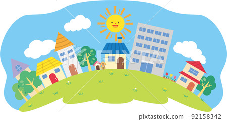 Curved city scenery noon - Stock Illustration [92158342] - PIXTA