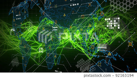 Image of world map over network of connections... - Stock Illustration ...