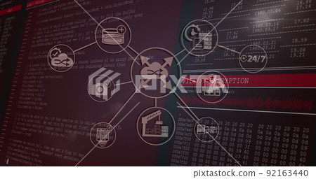 Image of network of connections with icons over... - Stock Illustration [92163440] - PIXTA
