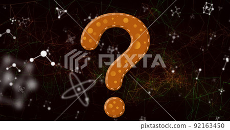 Image of question mark icon over network of... - Stock Illustration ...
