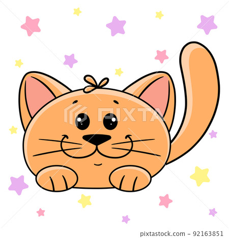 A red cat. Vector cartoon kitten drawing isolated. - Stock Illustration ...