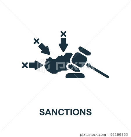 Sanctions icon. Monochrome simple line Economic... - Stock Illustration ...