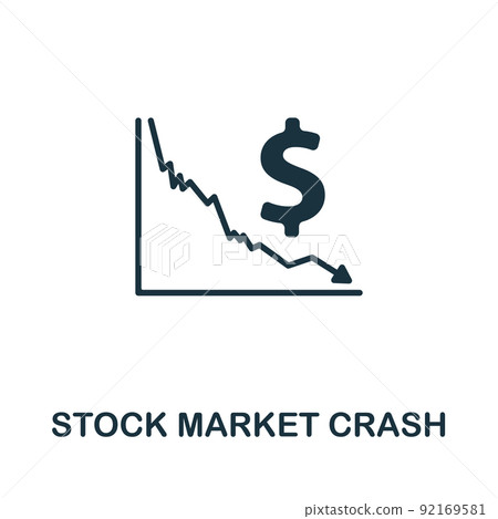 Stock Market Crash icon. Monochrome simple line...-插圖素材 [92169581 ...