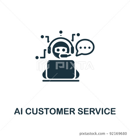 Ai Customer Service icon. Monochrome simple... - Stock Illustration ...