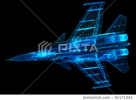 Military Jet from 3d polygonal line. Air plane... - Stock Illustration ...