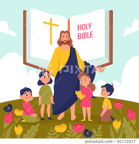 Jesus And Kids Background - Stock Illustration [92172817] - PIXTA
