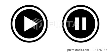 Play and pause button icon set - Stock Illustration [92176163] - PIXTA