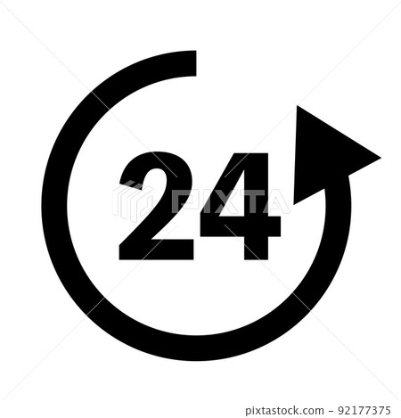 24-hour business mark and arrow - Stock Illustration [92177375] - PIXTA