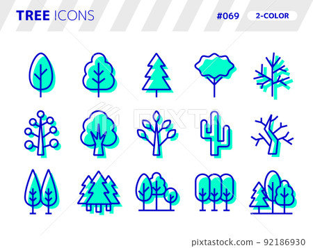 Two-color style icon set related to trees_069 - Stock Illustration ...