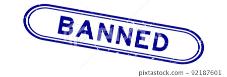 Grunge blue banned word rubber seal stamp on... - Stock Illustration ...