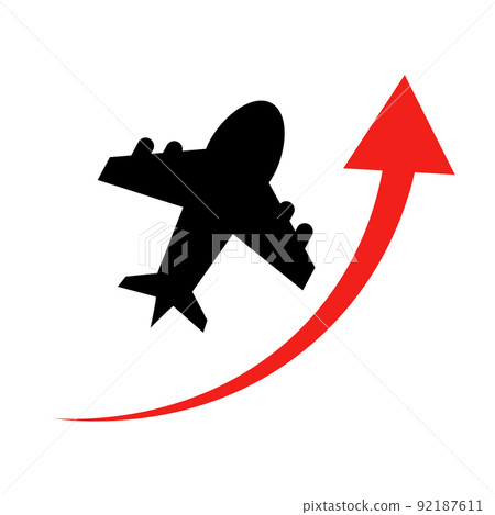 Rising arrow and plane icon. vector. - Stock Illustration [92187611 ...
