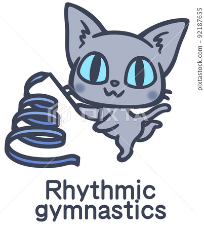 A cat doing rhythmic gymnastics. - Stock Illustration [92187655] - PIXTA